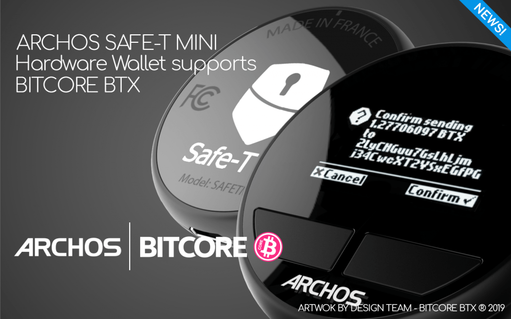 ARCHOS SAFE-T MINI HARDWARE WALLET SUPPORTS BITCORE BTX | BitCore